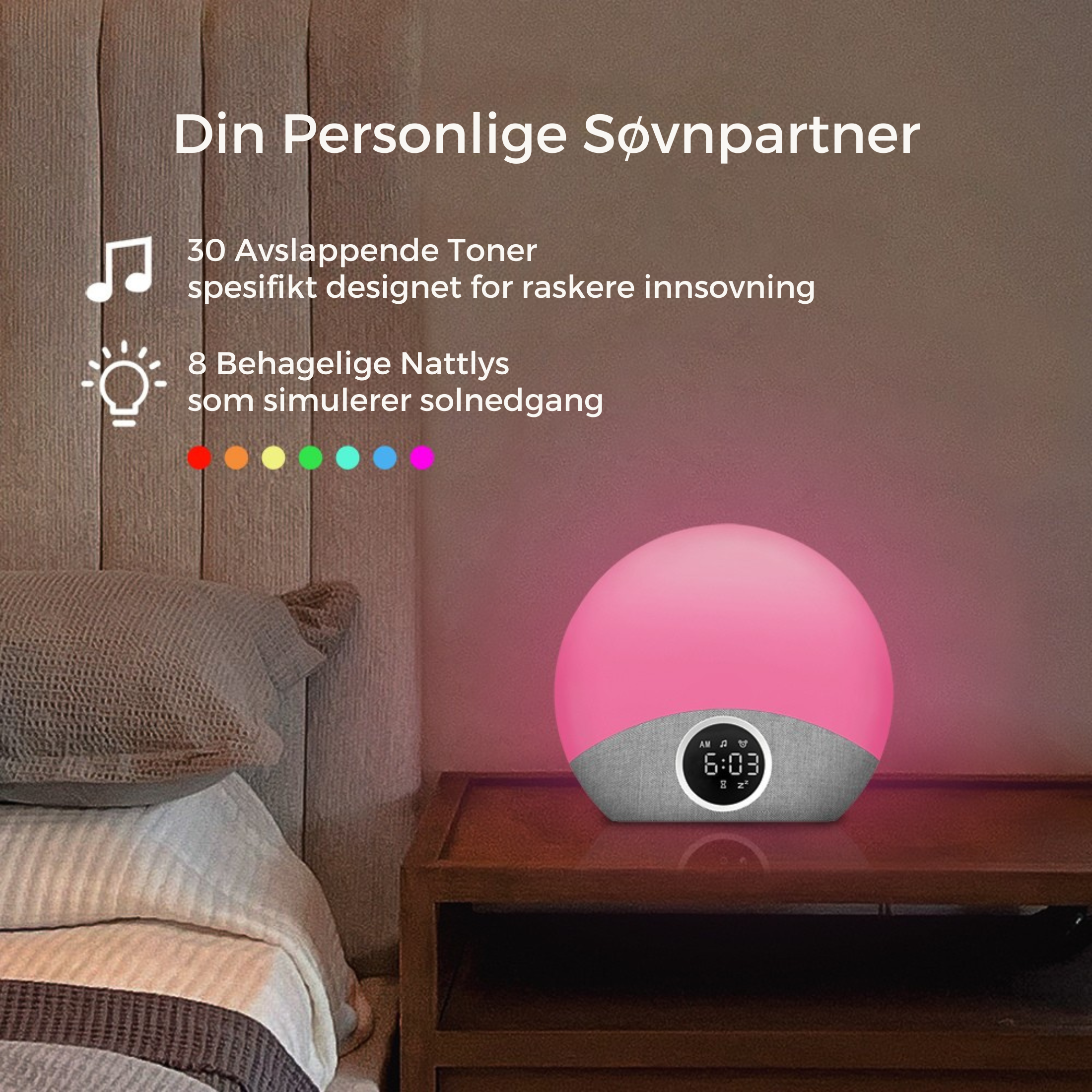 Lysro™ Vekkeklokke – Naturlig soloppgangslys for bedre søvn og energi – lysterapi.no