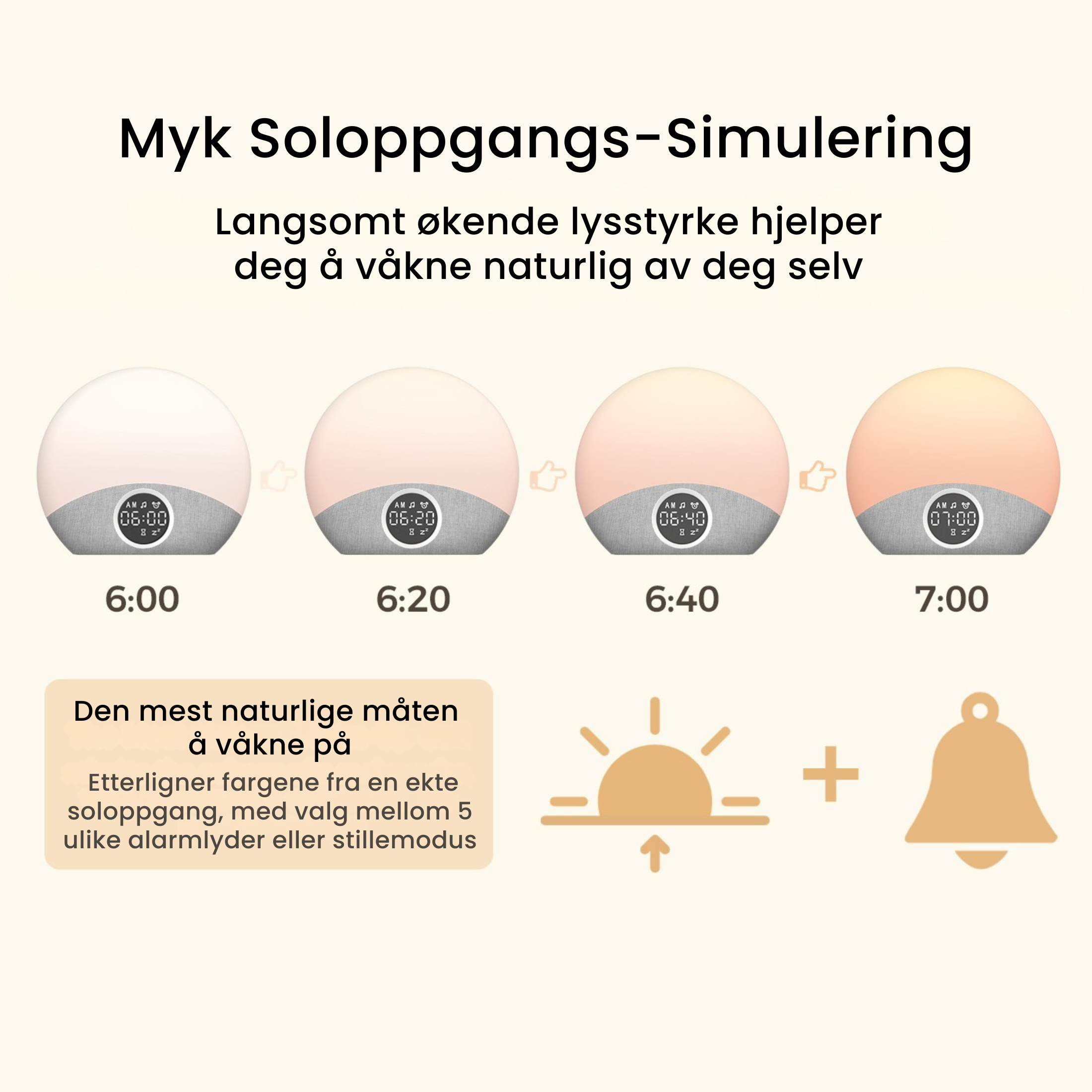 Lysro™ Vekkeklokke – Naturlig soloppgangslys for bedre søvn og energi – lysterapi.no